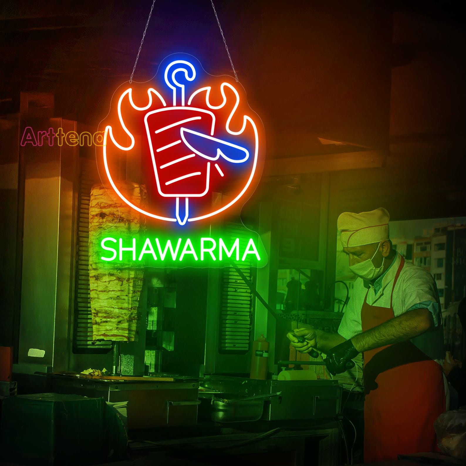 Shawarma Neon Sign, Middle Eastern Food Led Light, Shawarma Neon Light ...