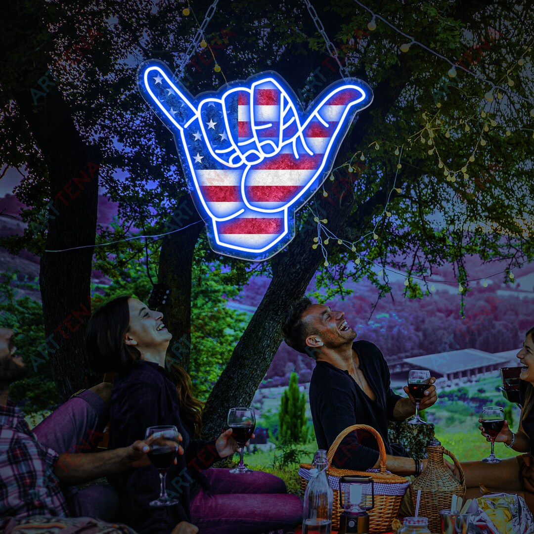 USA Rock and Roll Neon Sign,led Neon Sign,rock N Roll Hand,rock Wall ...