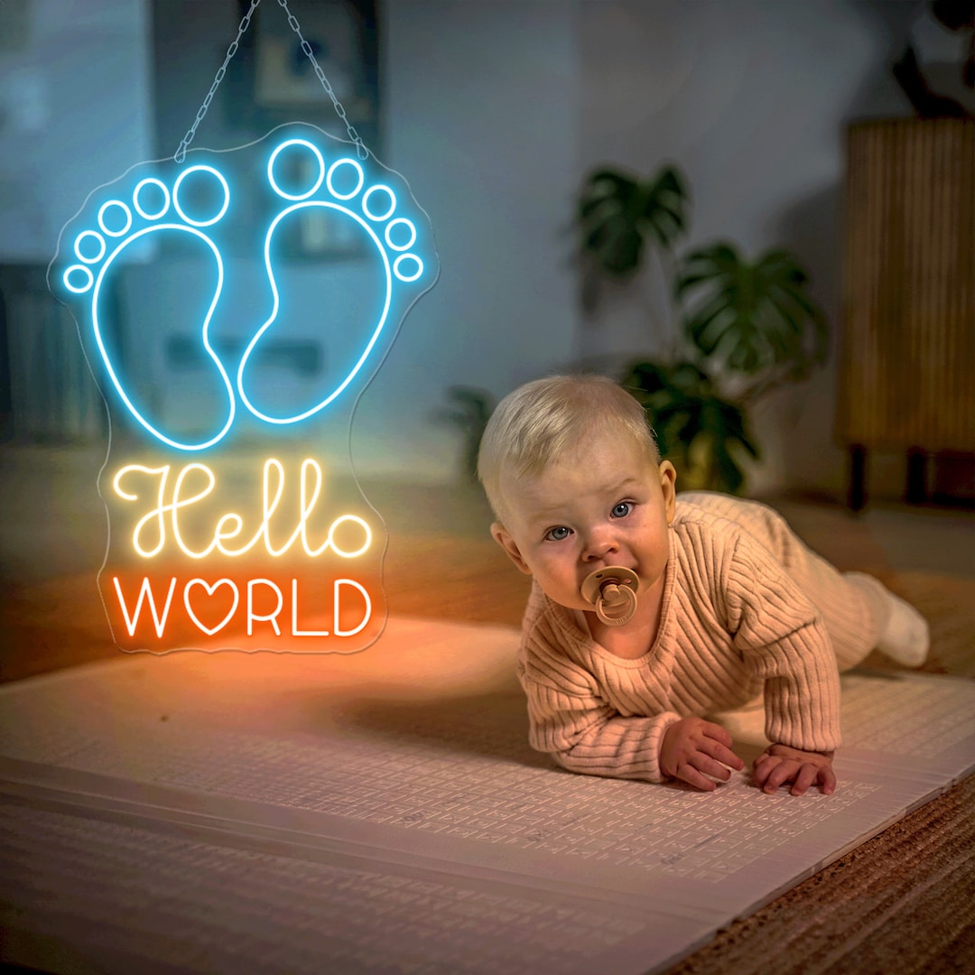 Hello World Neon Sign Newborn Neon Sign Baby Shower Gift Gift for New ...