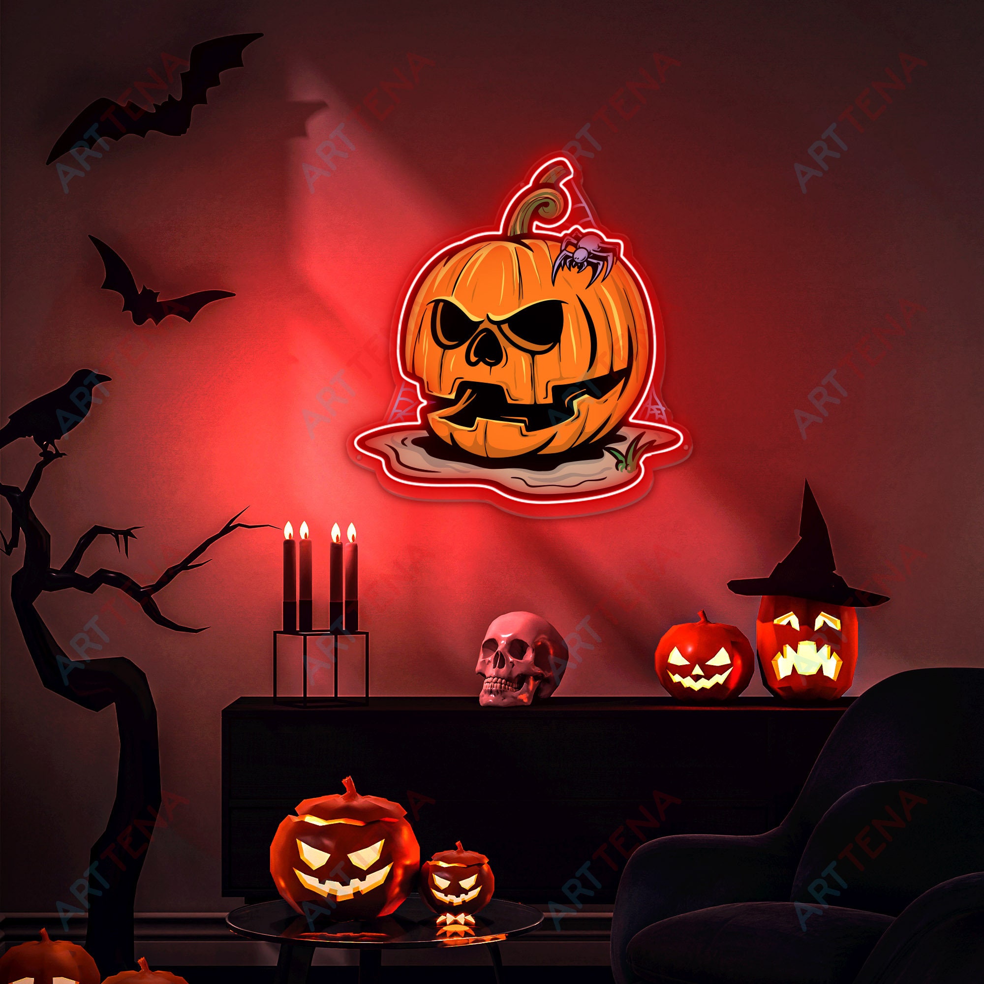 Pumpkin Neon Sign, Halloween Neon Sign, Halloween Pumpkin Decoration ...