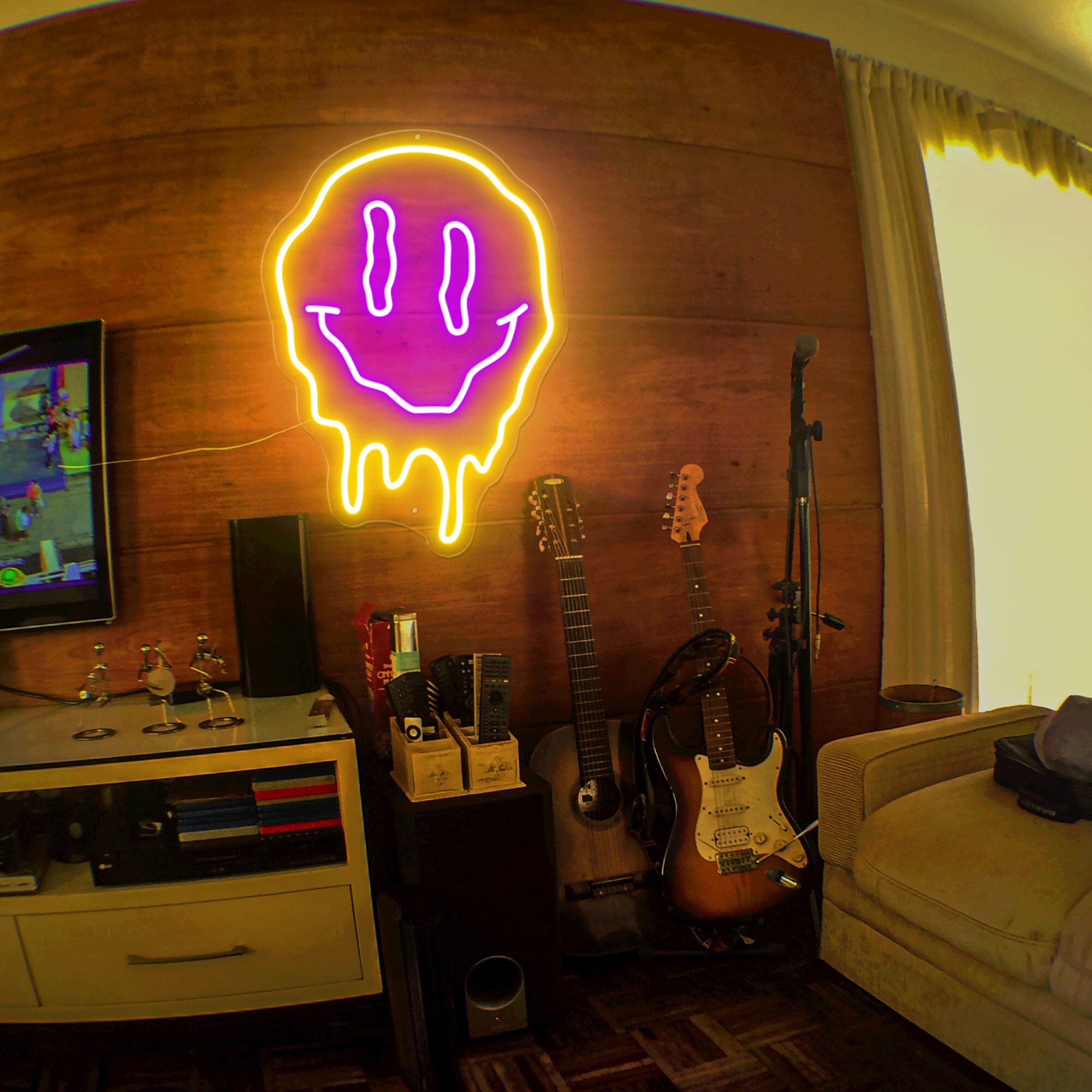 Melting Smiley Face LED Neon Sign, Distorted Smile Decor - Etsy