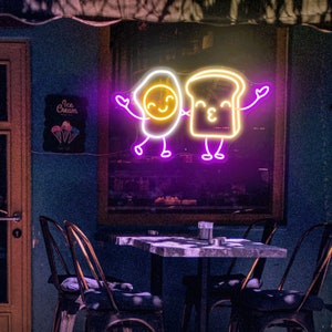 Cute Toast Neon Sign Kawaii Breakfast Gift Kids Room Kitchen Decor ...