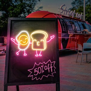 Cute Toast Neon Sign Kawaii Breakfast Gift Kids Room Kitchen Decor ...