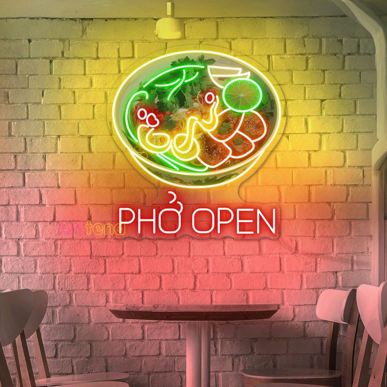 Pho Open Neon Sign Vietnamese Food Led Light Pho Neon Light Vietnamese ...