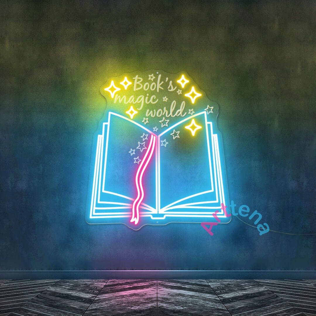 Book's Magic World 3D Carving Sign Custom Neon Signs Book Lovers Gifts ...