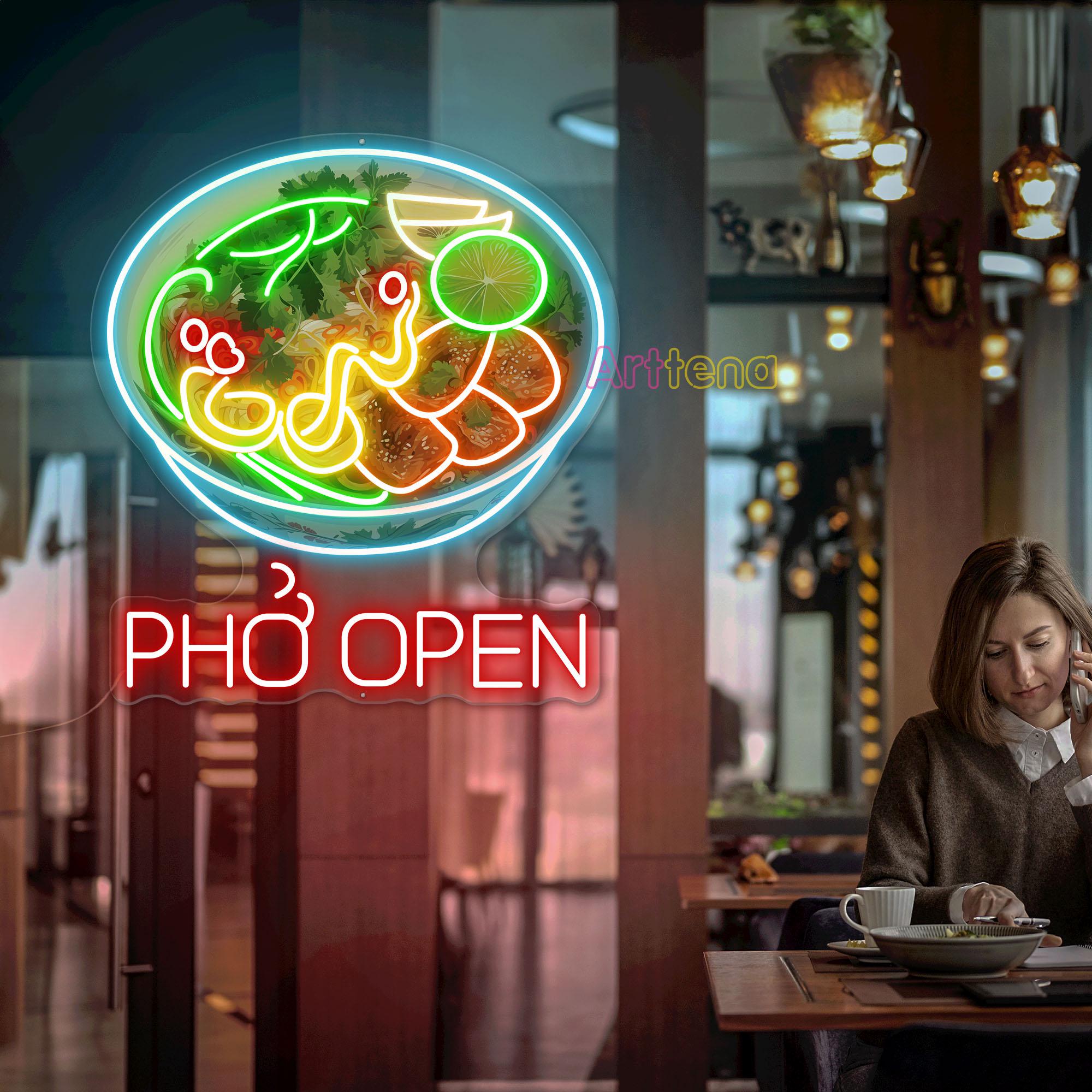 Pho Open Neon Sign Vietnamese Food Led Light Pho Neon Light Vietnamese ...