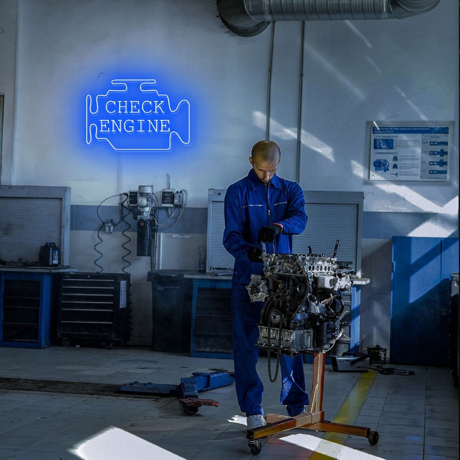 Check Engine Light Neon Sign Check Engine Neon Sign Man Cave - Etsy