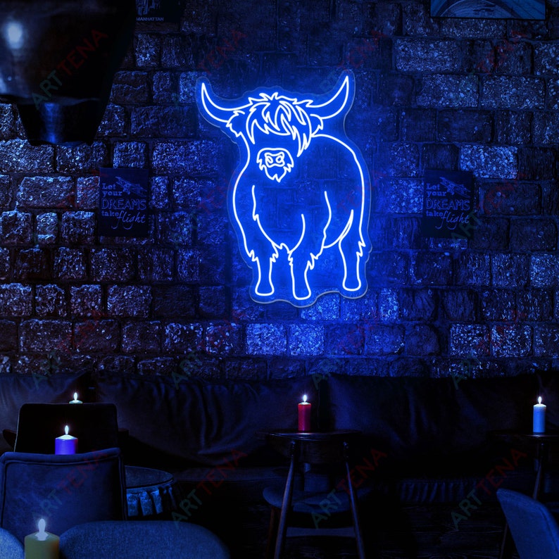 Shetland Cow Neon Sign, Highland Herd Custom Neon Sign, Western Bull ...
