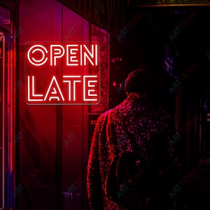 Open Late Neon Sign, Open Neon Bar, LED Open Sign, Open Sign for ...