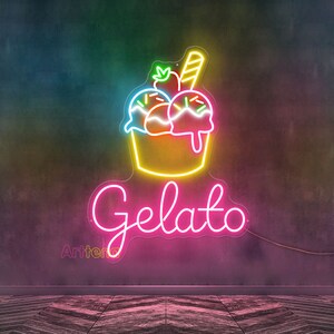 Gelato Neon Sign Ice Cream Shop LED Sign Gelato Open LED Light Custom ...