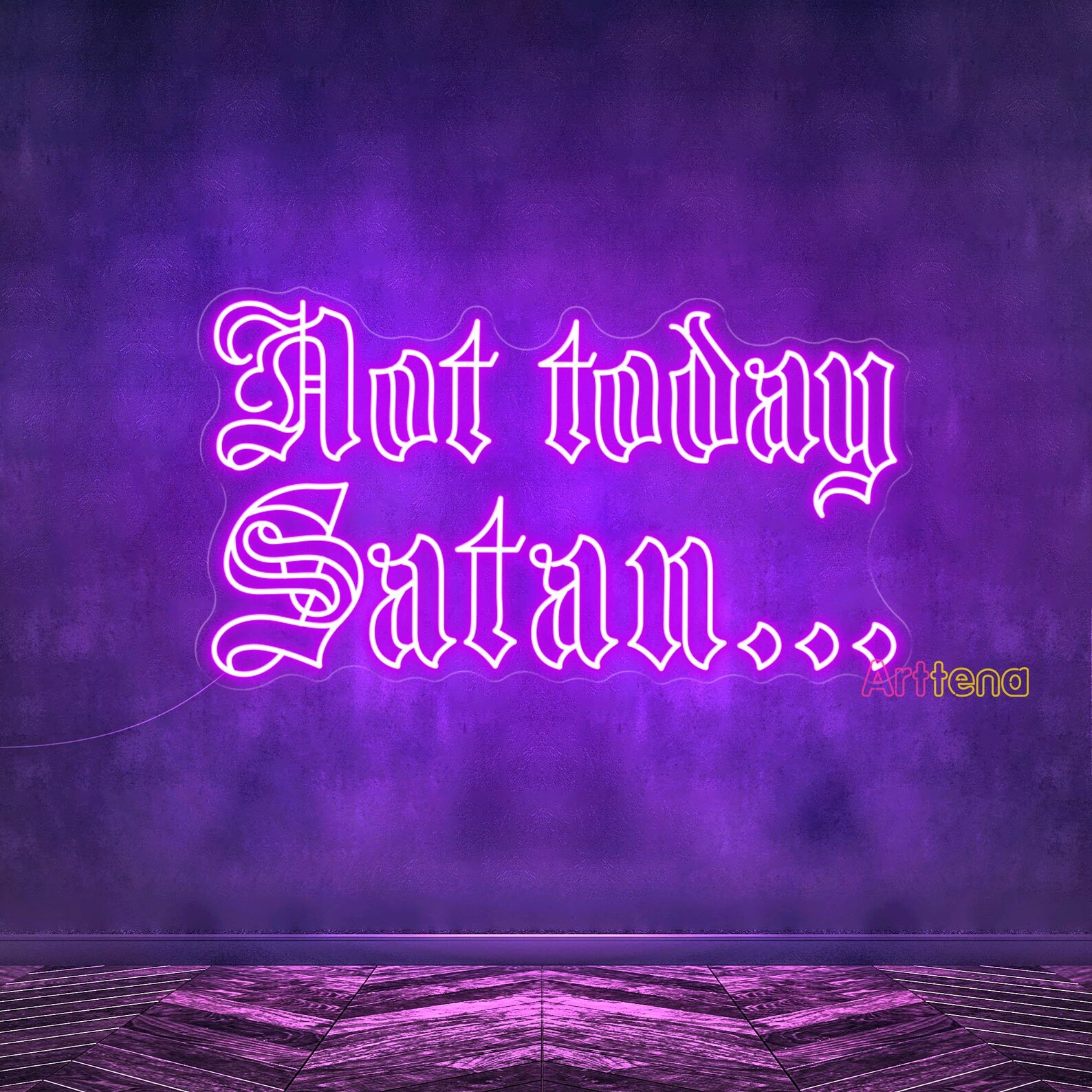 Not Today Santa Neon Sign, Santa Neon Sign, Baphomet Pentagram Neon ...