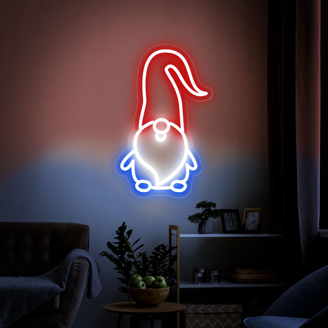 Christmas Gnome Neon Sign, Holiday Neon Style LED Sign, Custom Garden ...