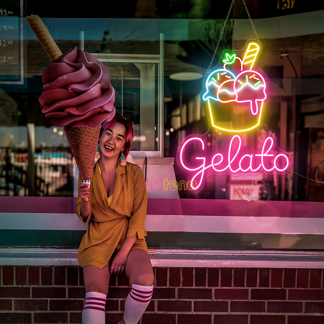 Gelato Neon Sign Ice Cream Shop LED Sign Gelato Open LED Light Custom ...