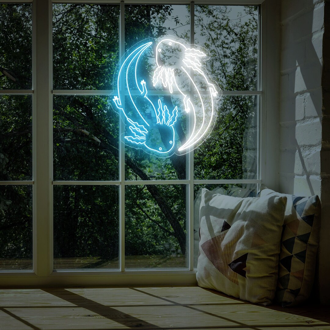 Yin Yang Axolotls Neon Sign Zen Axolotl Meditation Yoga - Etsy