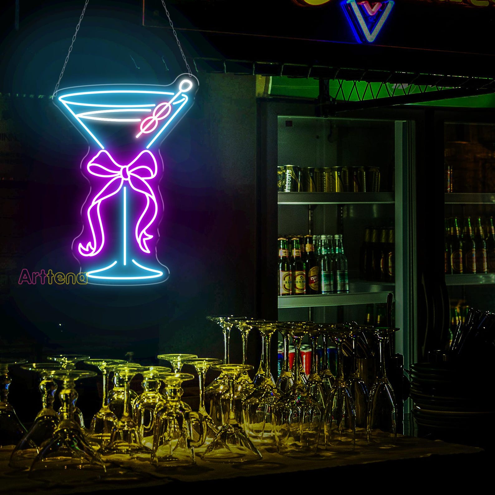 Martini Time Neon Sign, Bar Party Decor, Cocktail Wall Decor, Christmas ...