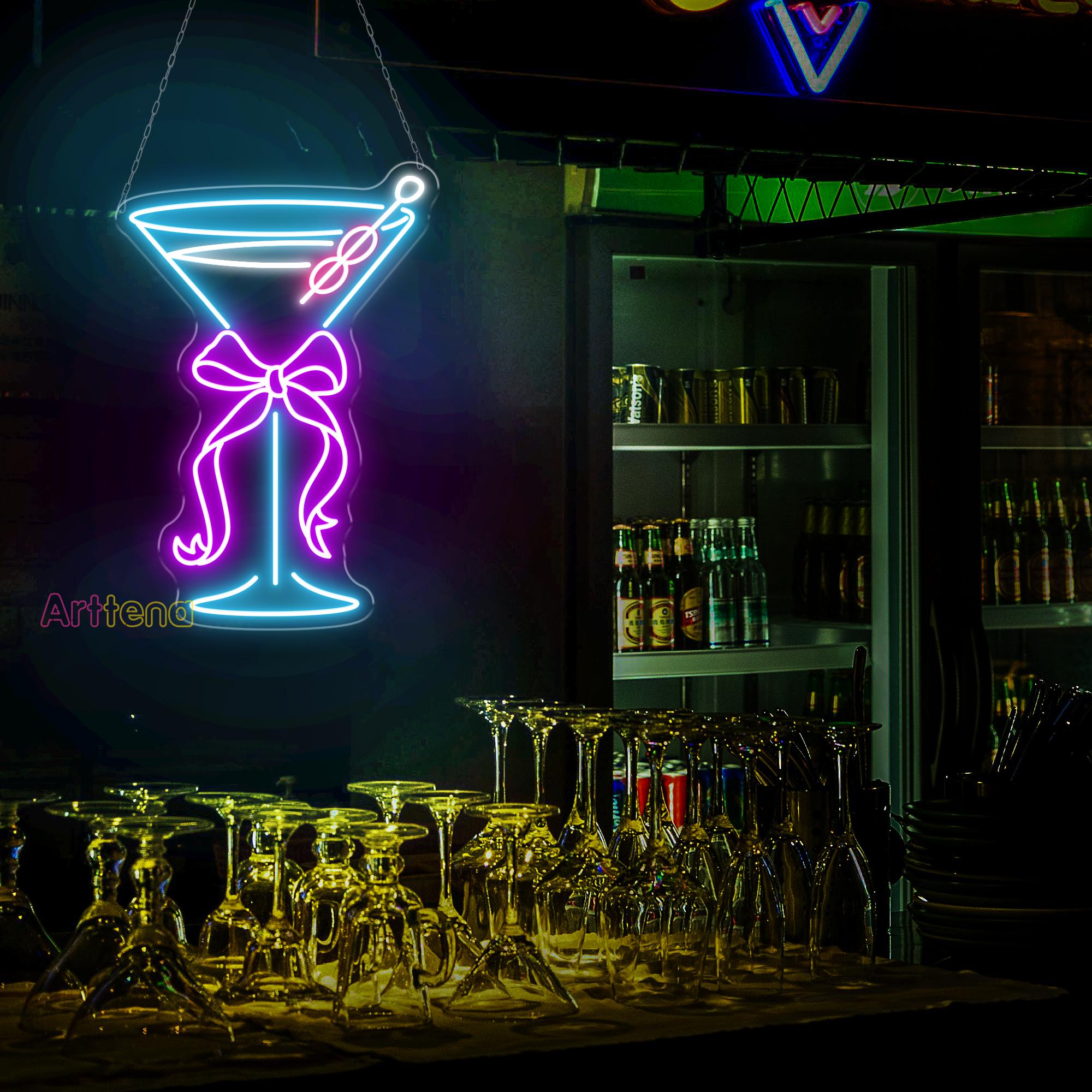 Martini Time Neon Sign, Bar Party Decor, Cocktail Wall Decor, Christmas ...