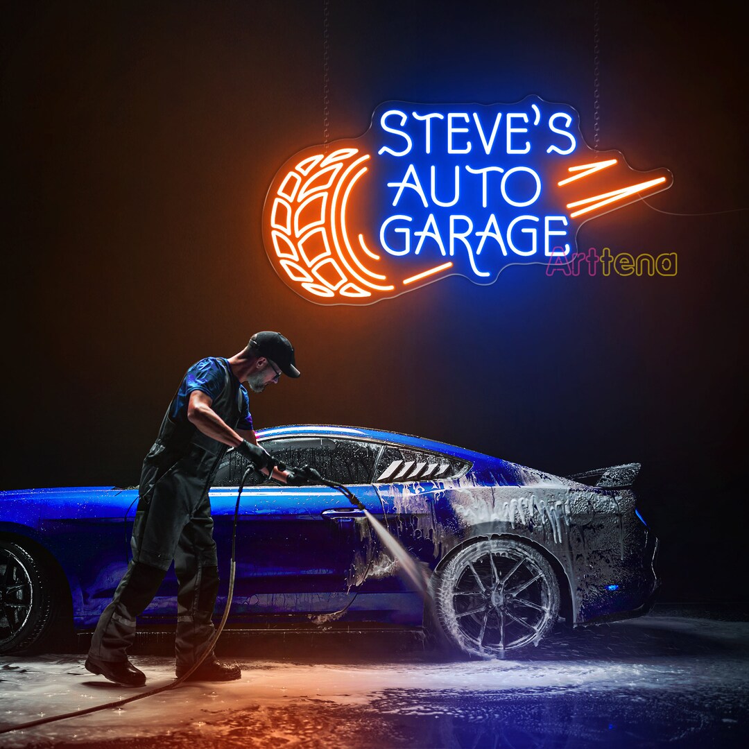 Personalized Your Garage Name Neon Sign Auto Garage LED Sign Garage ...