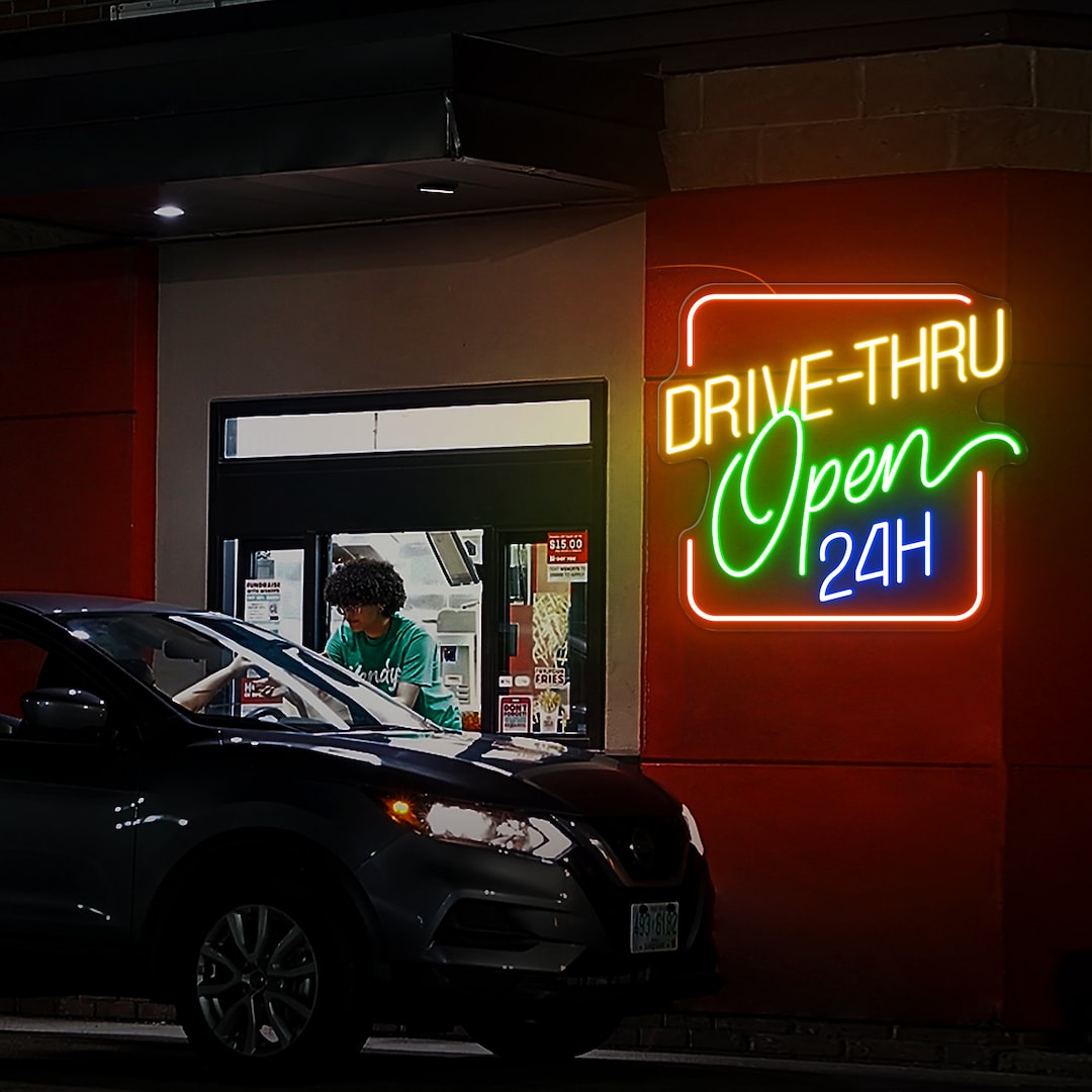 Indoor/outdoor Drive-thru Neon Sign Open 24h Led Light Open Sign Led ...