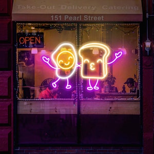Cute Toast Neon Sign Kawaii Breakfast Gift Kids Room Kitchen Decor ...