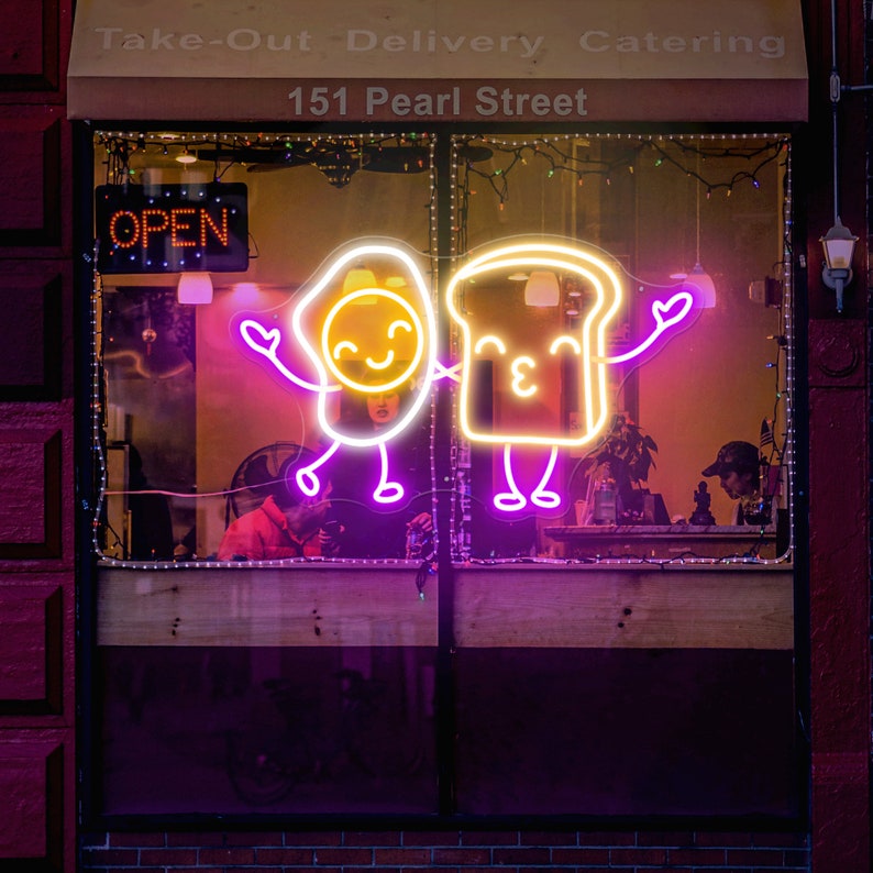 Cute Toast Neon Sign Kawaii Breakfast Gift Kids Room Kitchen Decor ...