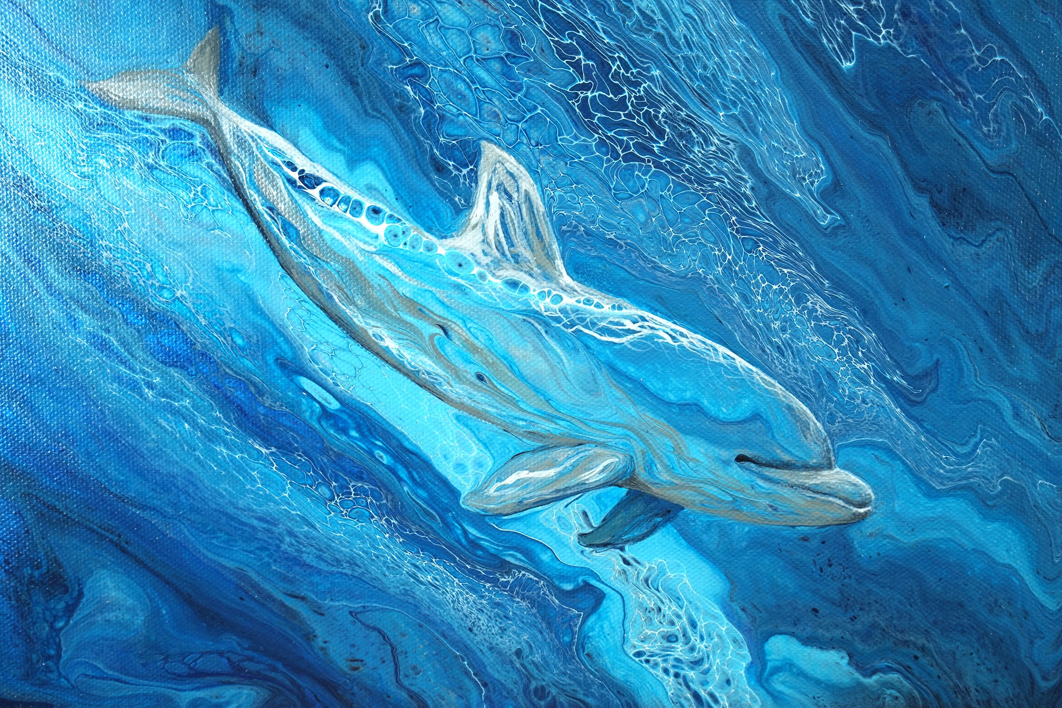 Abstract Canvas Acrylic Dolphin Painting - Etsy