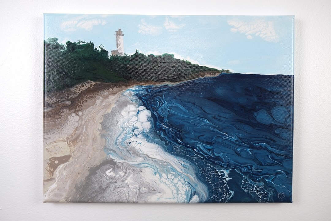 Cape Cod Ocean Lighthouse Canvas Painting - Etsy
