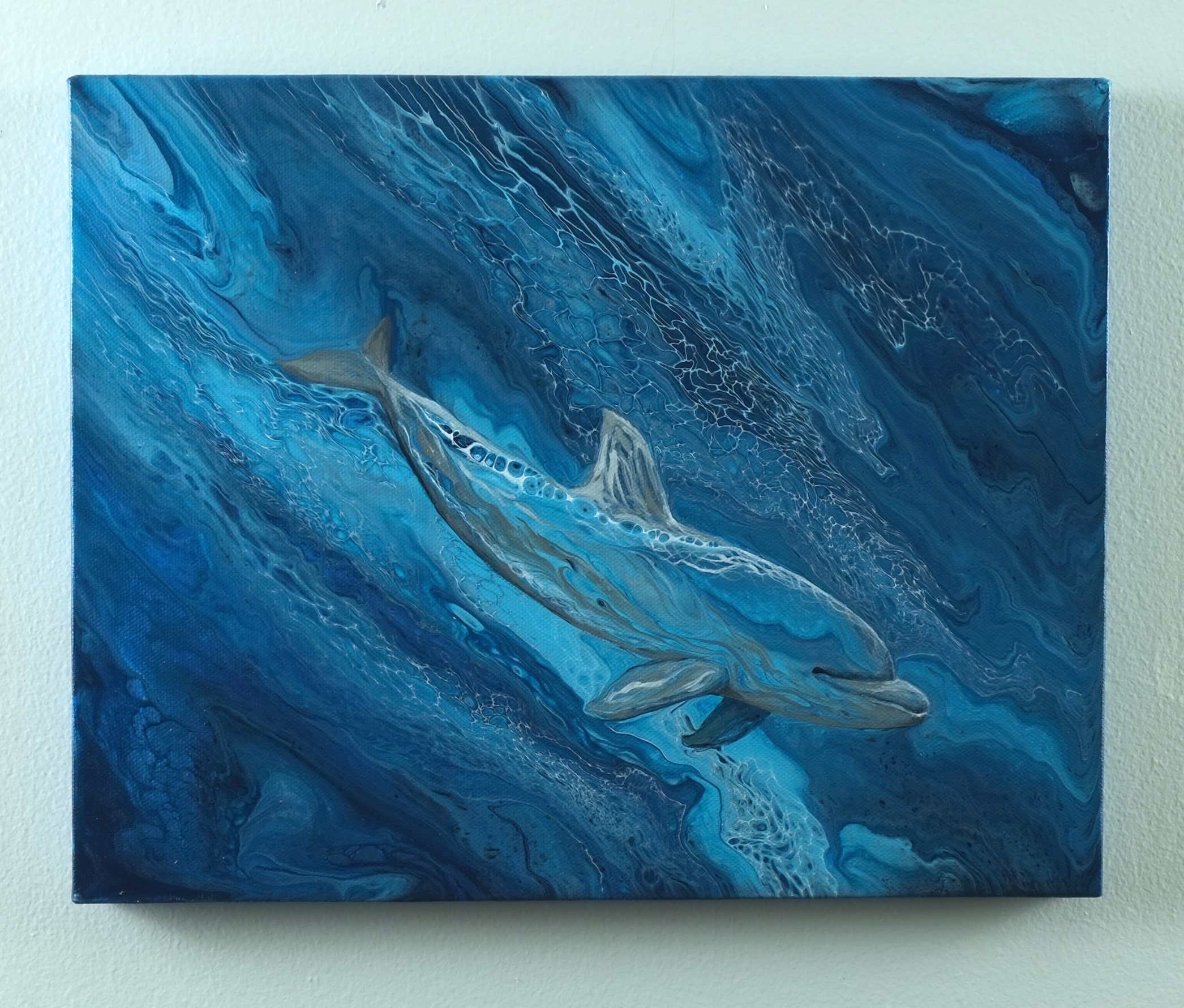 Abstract Canvas Acrylic Dolphin Painting - Etsy