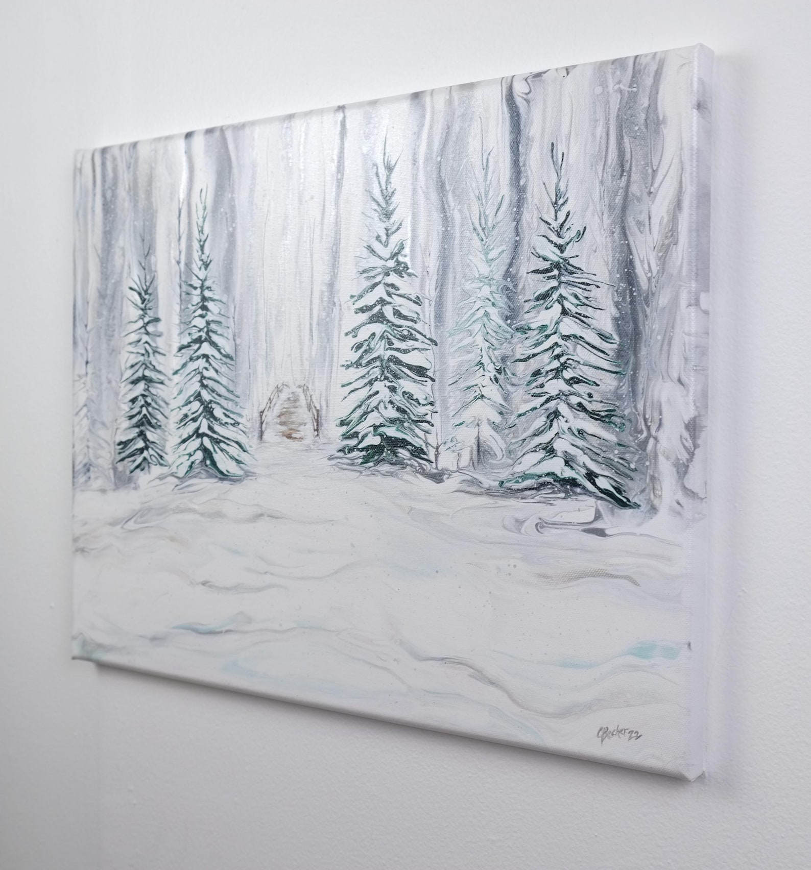 Snowy Winter Scene Wall Decor With Bridge - Etsy