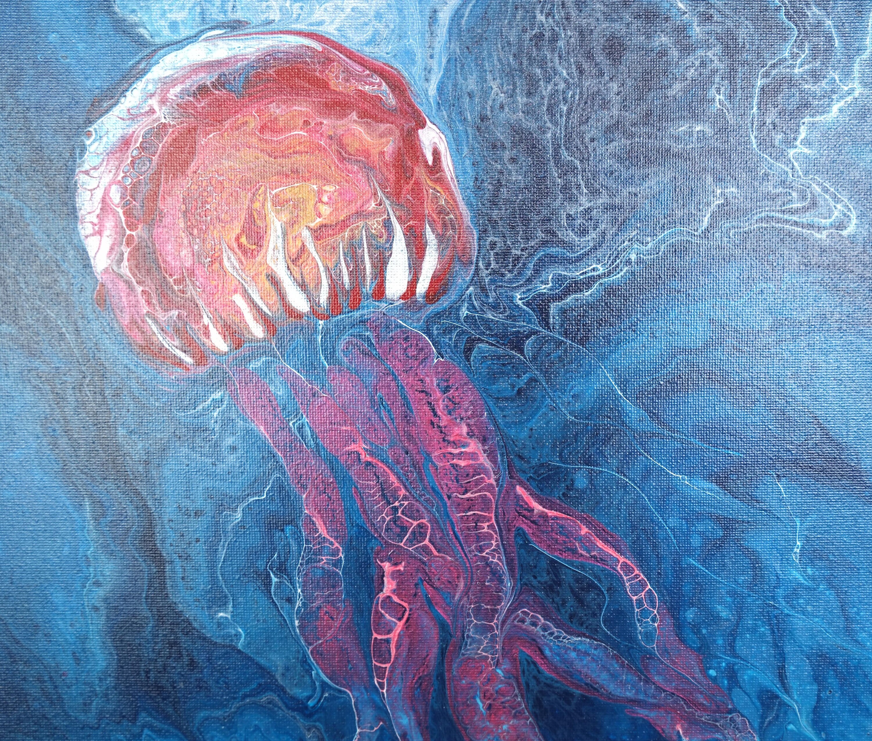 Abstract Ocean Theme Jellyfish Painting | Acrylic Fluid Art | Gallery ...