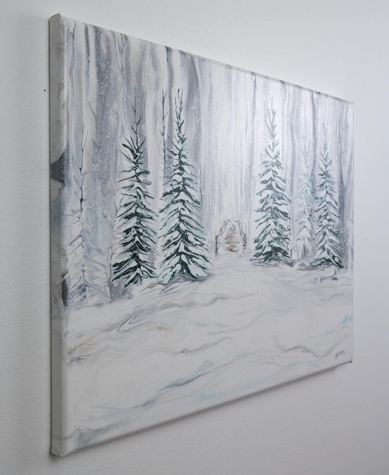 Snowy Winter Scene Wall Decor With Bridge - Etsy