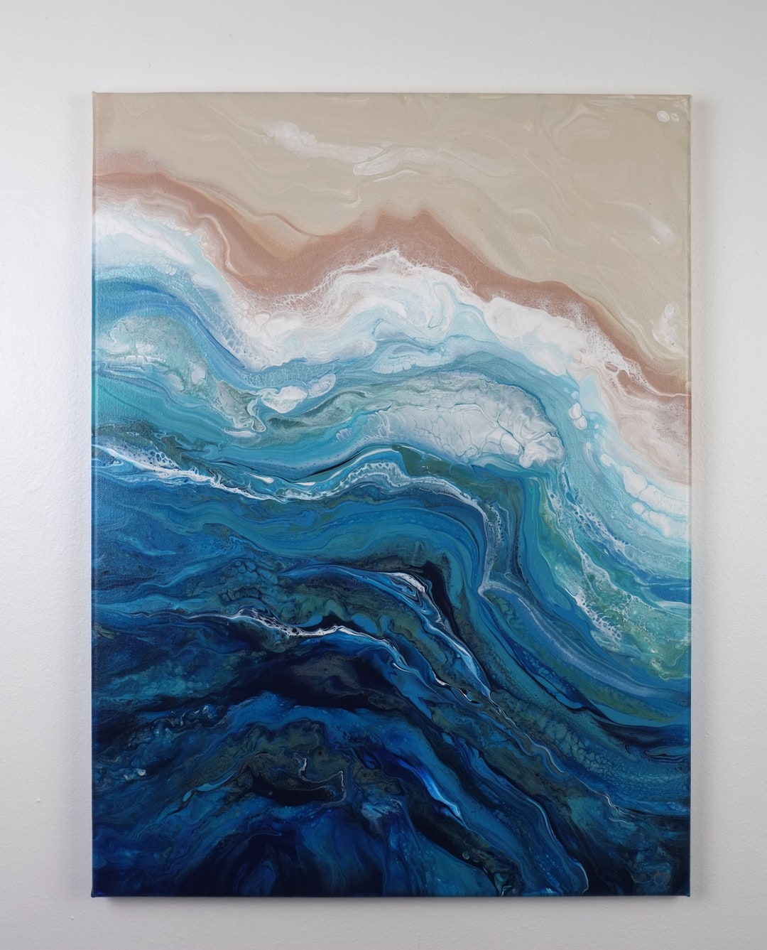 Seaside Summer Tides - Aerial Beach View Acrylic Canvas Painting - Etsy