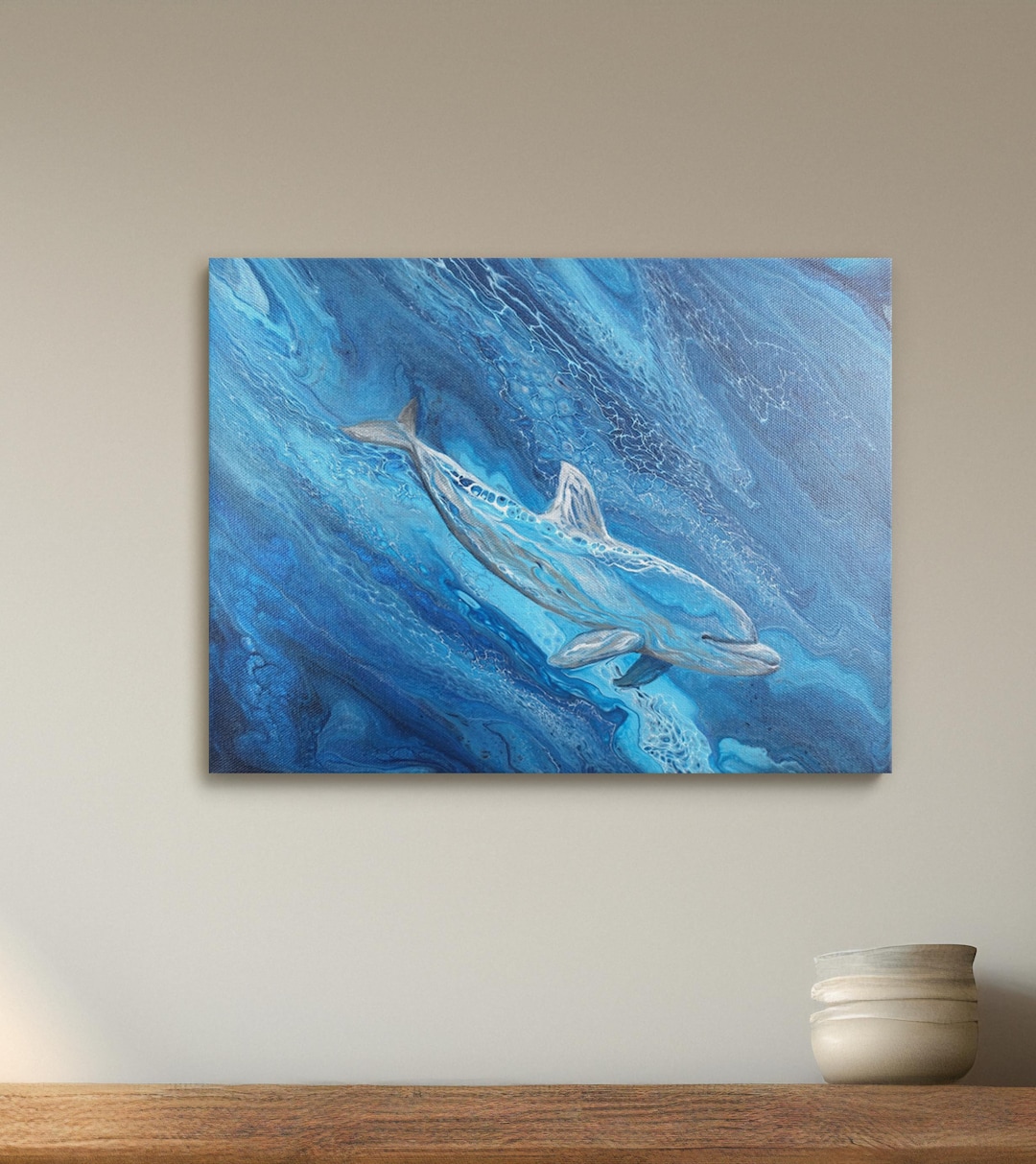 Abstract Canvas Acrylic Dolphin Painting | Canvas Wall Art | Gallery ...