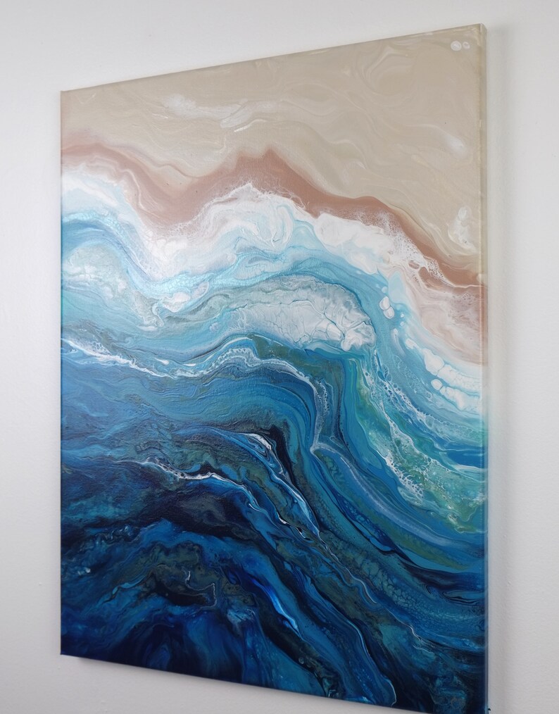 Seaside Summer Tides - Aerial Beach View Acrylic Canvas Painting - Etsy