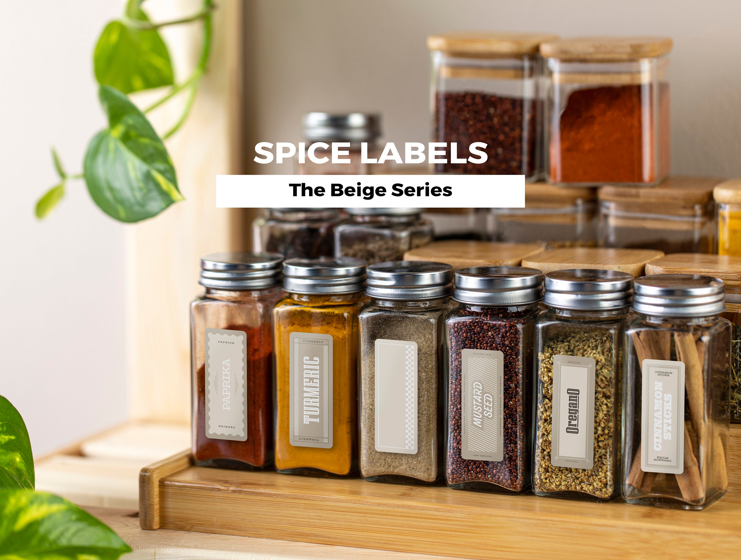 BEIGE SPICE Labels Neutral, 50 Spice Labels, At-home, Templates, 40 ...
