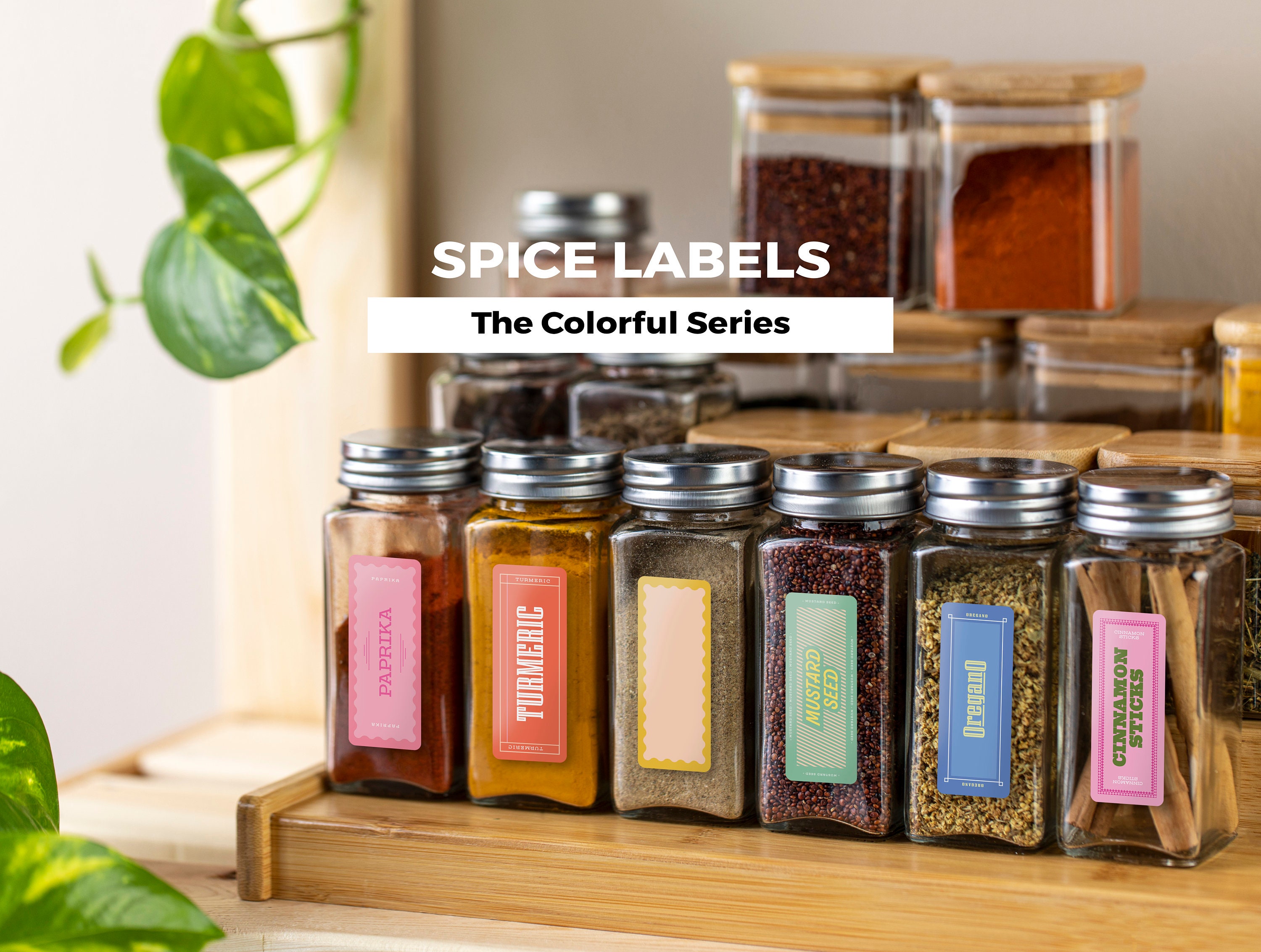 COLORFUL SPICE Labels 50 Spice Labels, At-home, Templates, 40 Blank ...