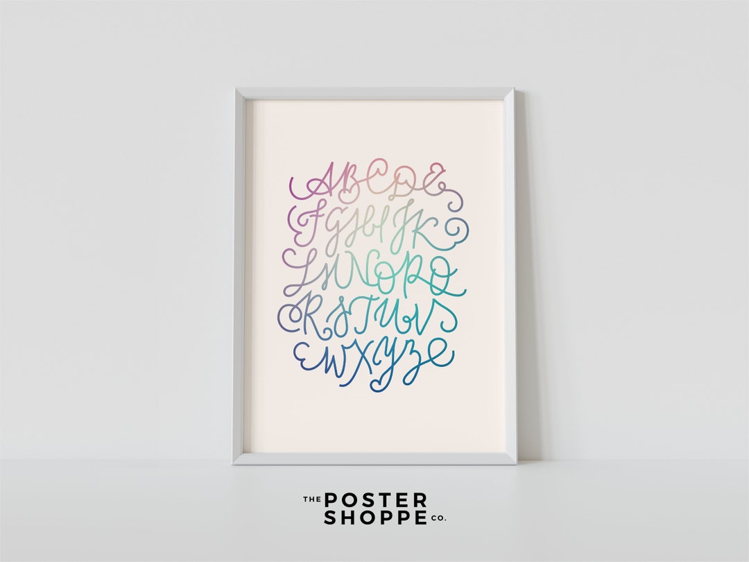 ALPHABET Script Rainbow Typography, Alphabet Typography, Lettering ...