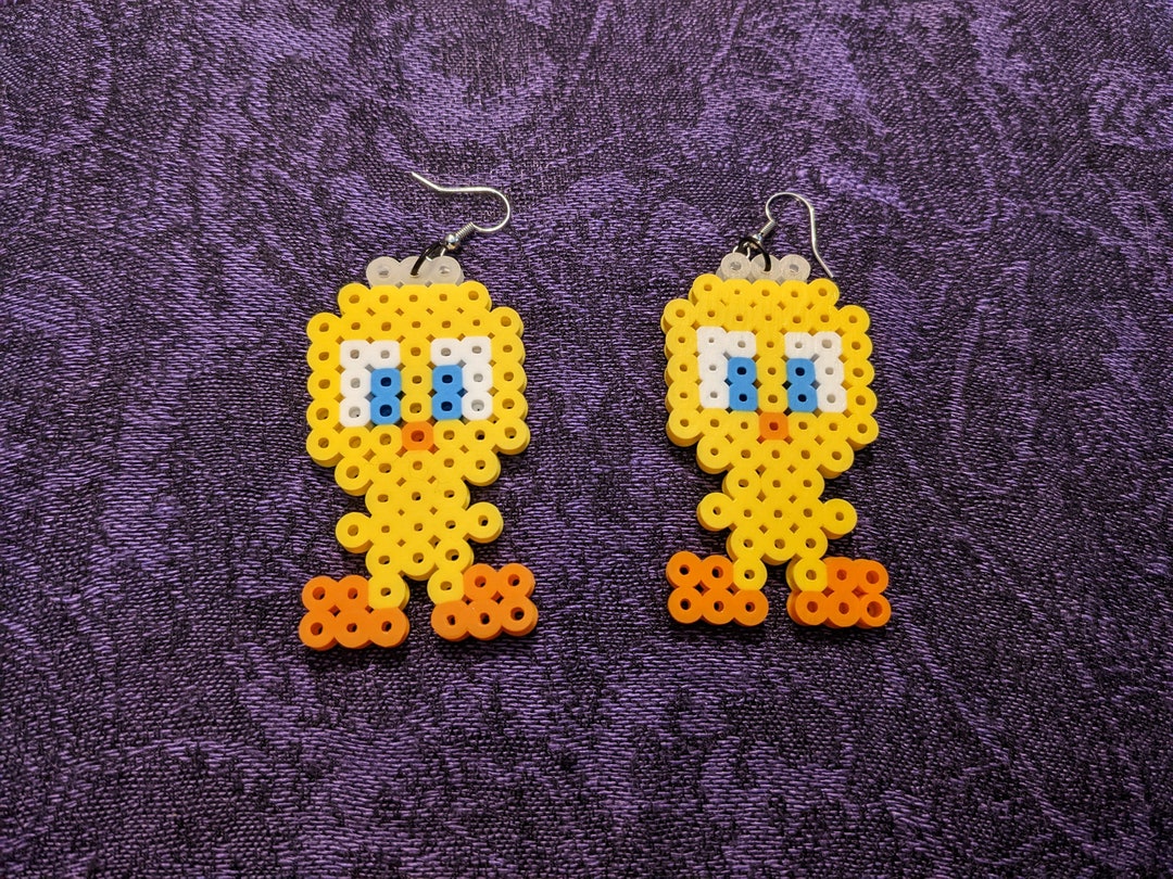 Perler Earrings: Tweety Bird - Etsy