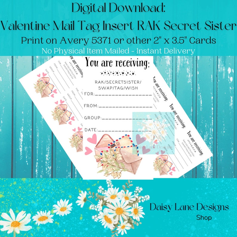 Love Mail Tag Insert Pen Pal Secret Sister RAK Swap Trade Wishes ...