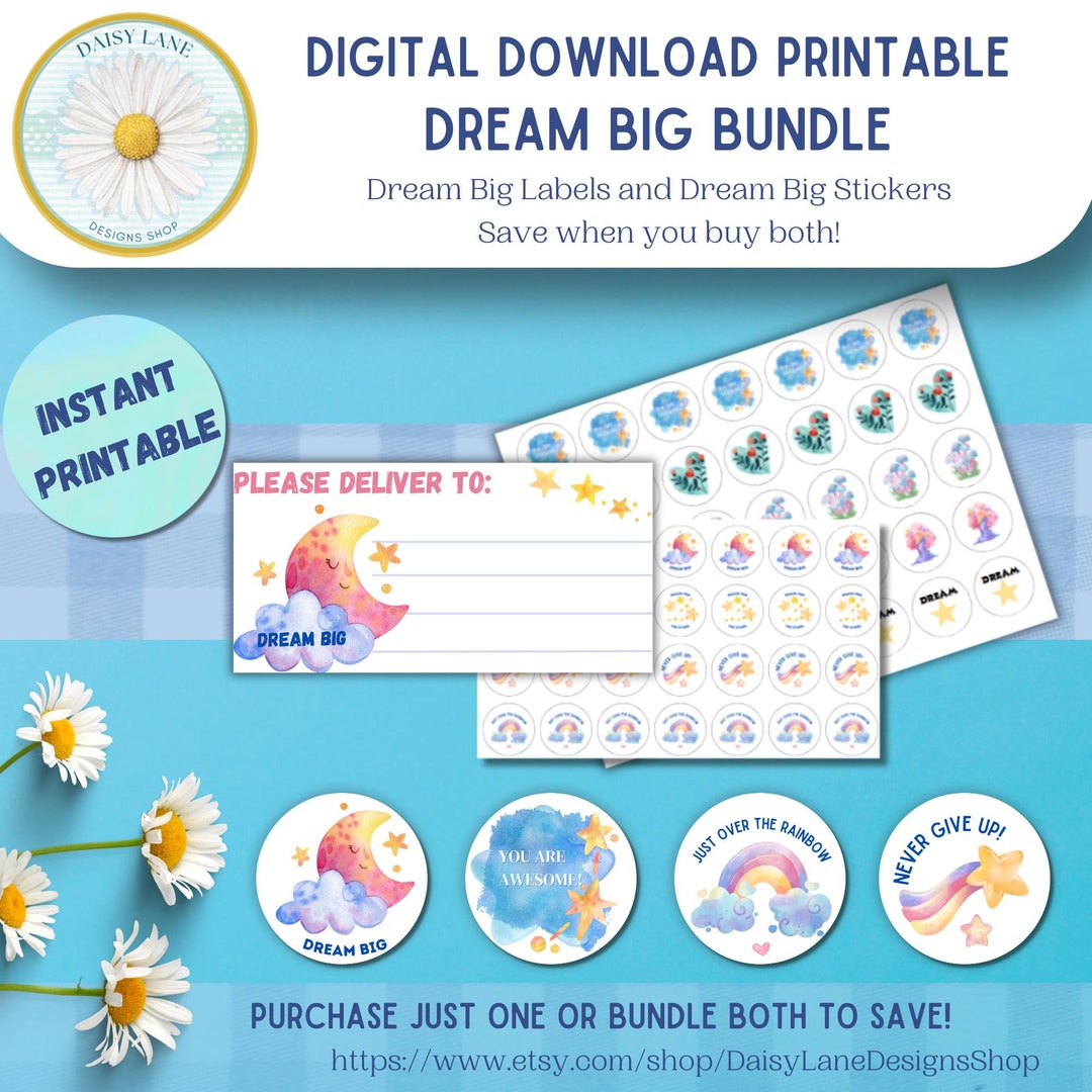 Dream Big PDT & Seal Bundle Digital Download Printable 2" X 4" Shipping ...