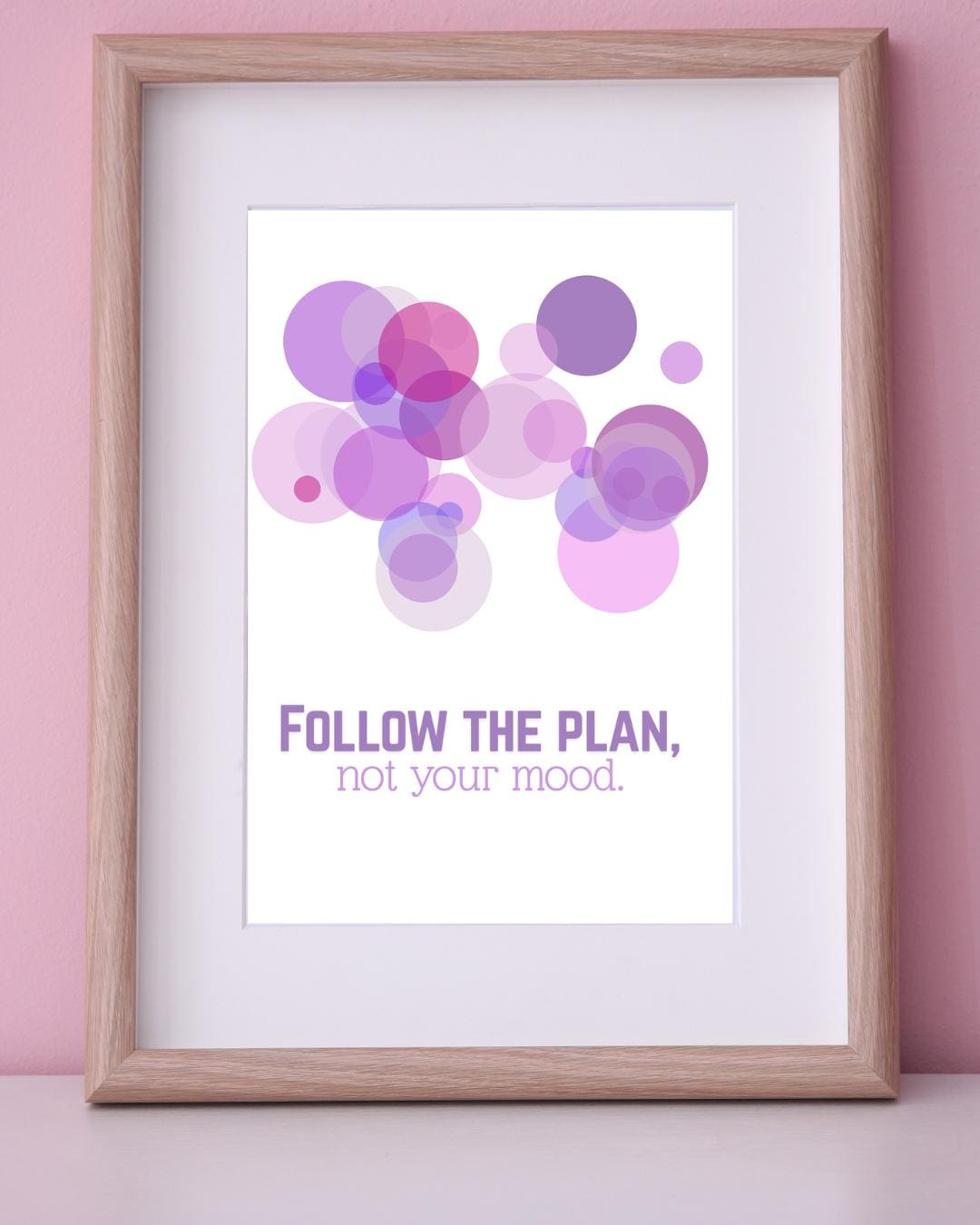 Follow the Plan Not Your Mood Self Care Wall Art Quote 6 Versions ...