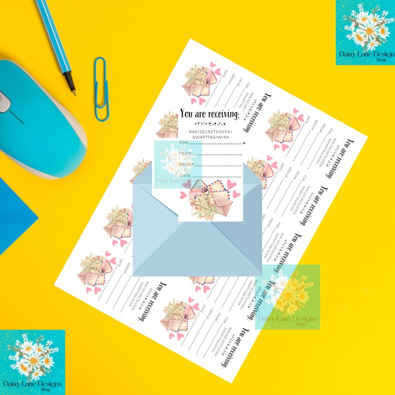 Love Mail Tag Insert Pen Pal Secret Sister RAK Swap Trade Wishes ...