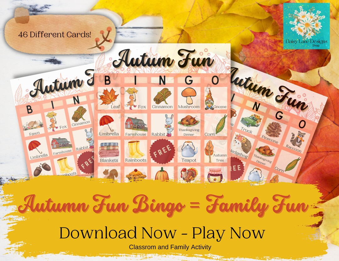 Autumn Fun Printable Bingo Bundle, Fall Digital Download, Fall Festival ...