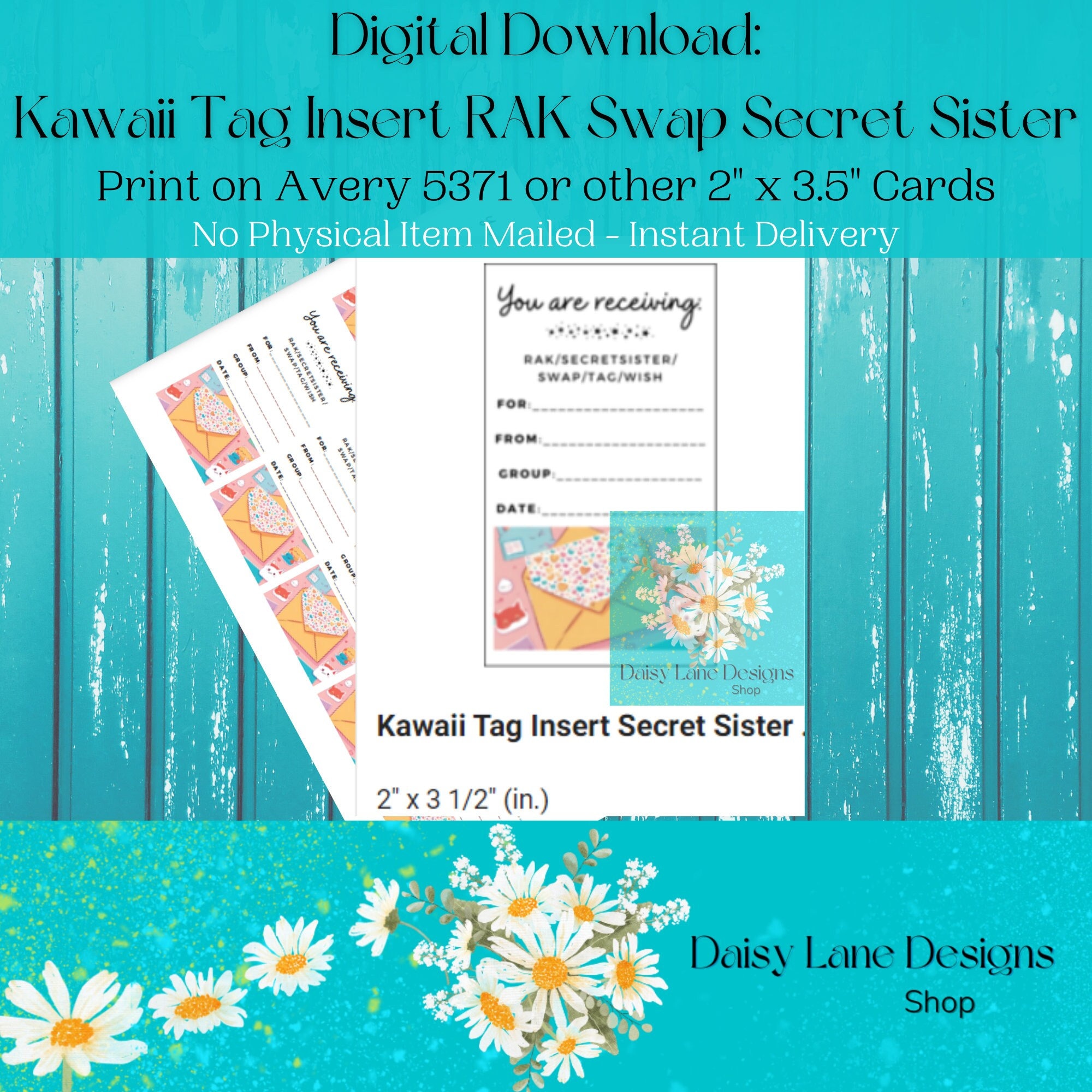 Kawaii Cute Mail Tag Insert Pen Pal Secret Sister RAK Swap Trade Wishes ...