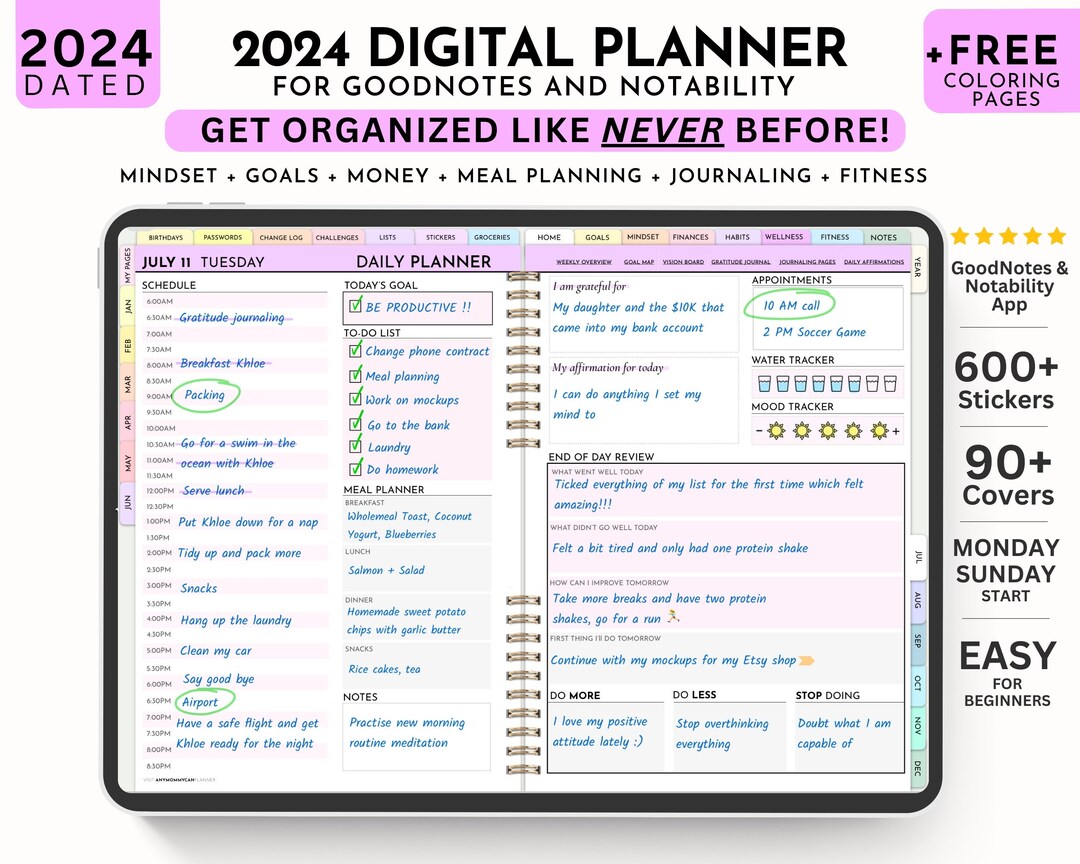 Digital Planner, Dated Goodnotes Planner, iPad Planner, 2024 Planner ...