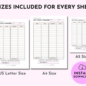 Printable Net Worth Tracker for Moms, Financial Planner, Net Worth ...