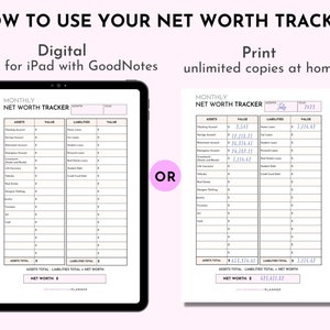 Printable Net Worth Tracker for Moms, Financial Planner, Net Worth ...