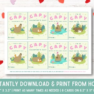 Printable Capybara Valentine's Day Cards | Capybara Classroom Valentine ...