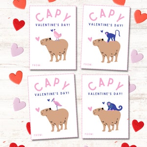 Printable Capybara Valentine's Day Cards | Capybara Classroom Valentine ...