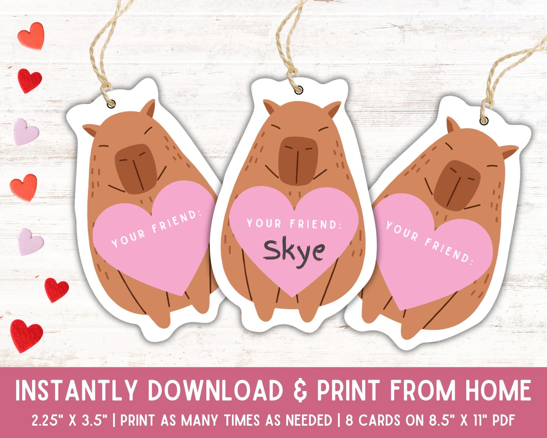 Printable Capybara Valentine's Day Tags | Capybara Valentine's ...