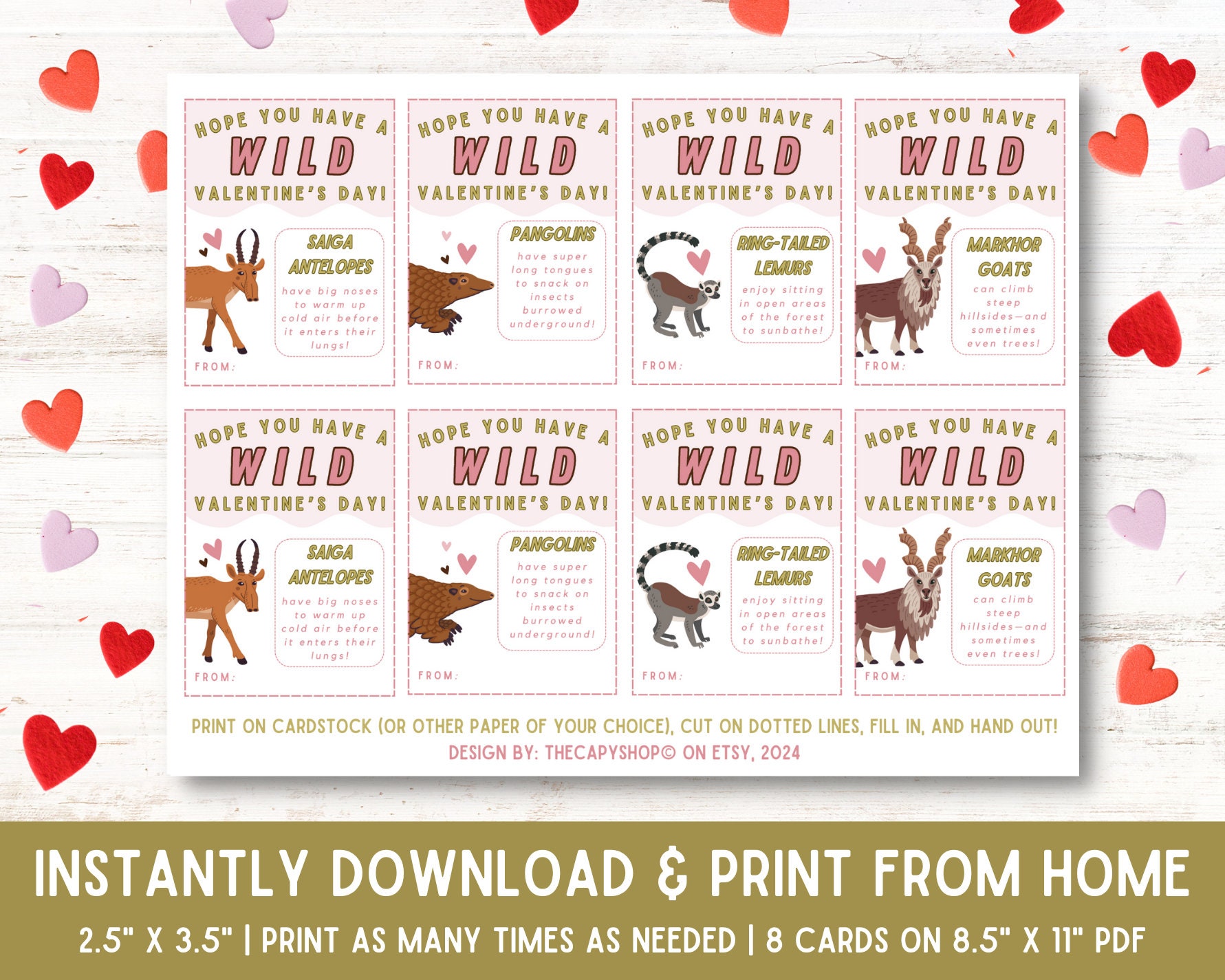 Printable Wild Animal Valentine's Day Cards | Quirky Animal Valentines ...